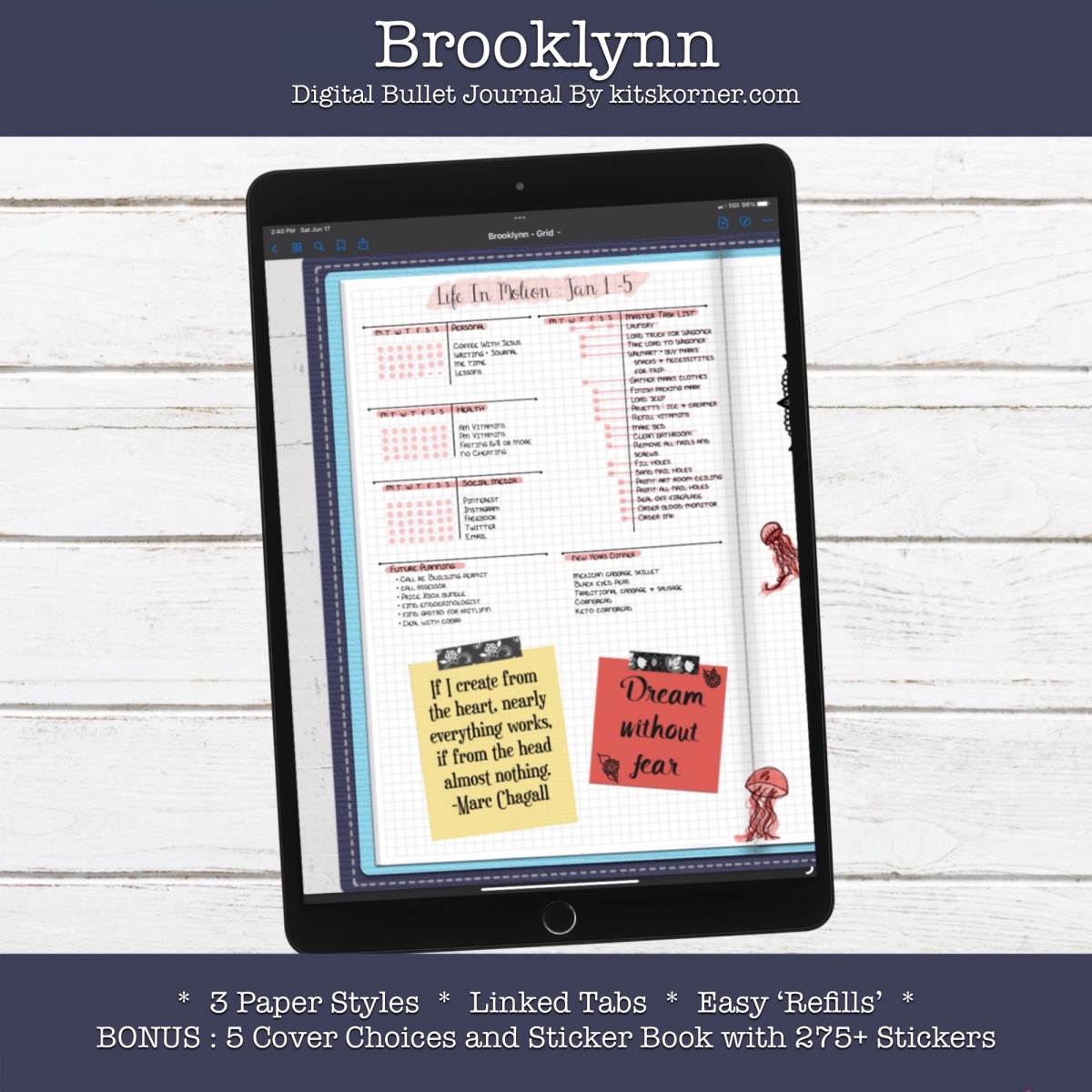 Brooklynn : Pastel Digital Bullet Journal • kitskorner.com