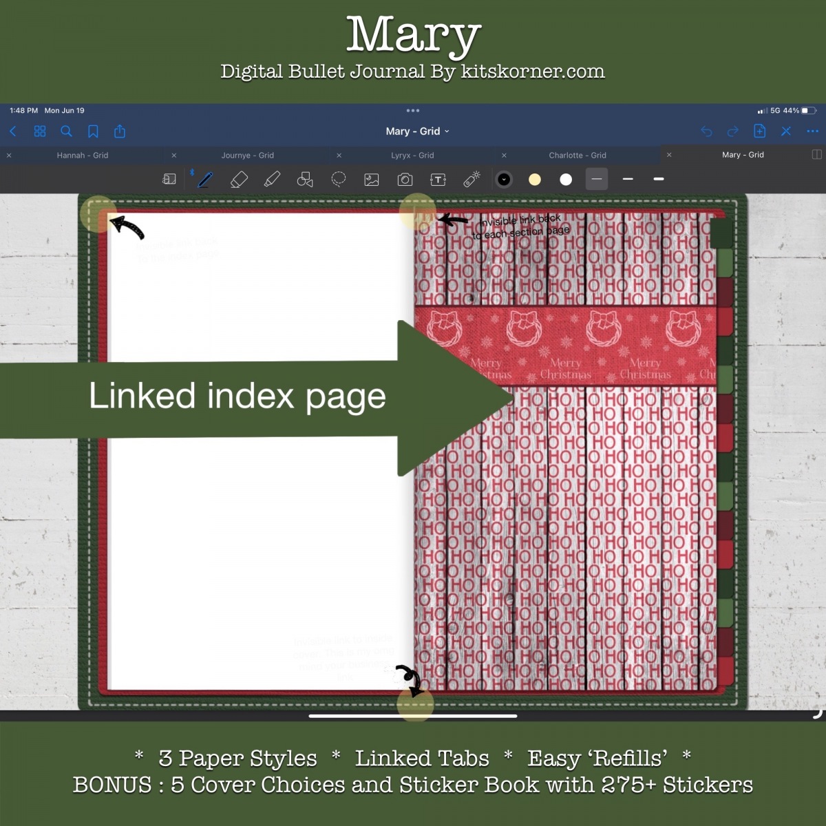 Mary : Christmas Digital Bullet Journal • kitskorner.com